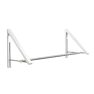 Anjuer Laundry Room Drying Rack Wall Mounted Clothes Hanger Folding Wall Coat Racks Aluminum Home Storage Organiser Space Savers White 2 Rakcs with Rod