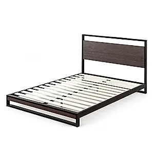 ZINUS Suzanne 37 Inch Bamboo and Metal Platform Bed Frame / Solid Steel Construction / No Box Spring Needed / Wood Slat Support / Easy Assembly, Grey Wash, King