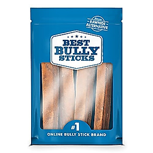 Best Bully Sticks All-Natural Premium 6 Inch Jumbo Bully Sticks for Large Dogs - USA Baked & Packed - 100% Grass-Fed Beef - Single Ingredient Grain & Rawhide Free Dog Chews - 4 Pack