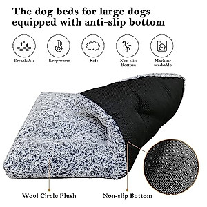 WNPETHOME Washable Dog Beds for Large Dogs, Crate Dog Bed C-1, Plush Dog Crate Bed Mat for Sleeping & Ease Anxiety, Fluffy Kennel Pad for Large, Medium Dogs (35 x 23 x 3 inch)