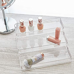 iDesign - 41630 Linus Plastic Stadium Rack, 3-Tier Organizer for Bathroom Countertop, Vanity, Kitchen, Office, Craft Room, 10.25" x 9.25" x 4"