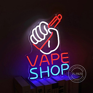 Planzo VAPE Shop Neon Sign for Smoke Shop LED Light Up E-cigar Business Store Sign Logo Wall Decor Neon Night Light Birthday Christmas Dad Husband Gift 5V 15.75"