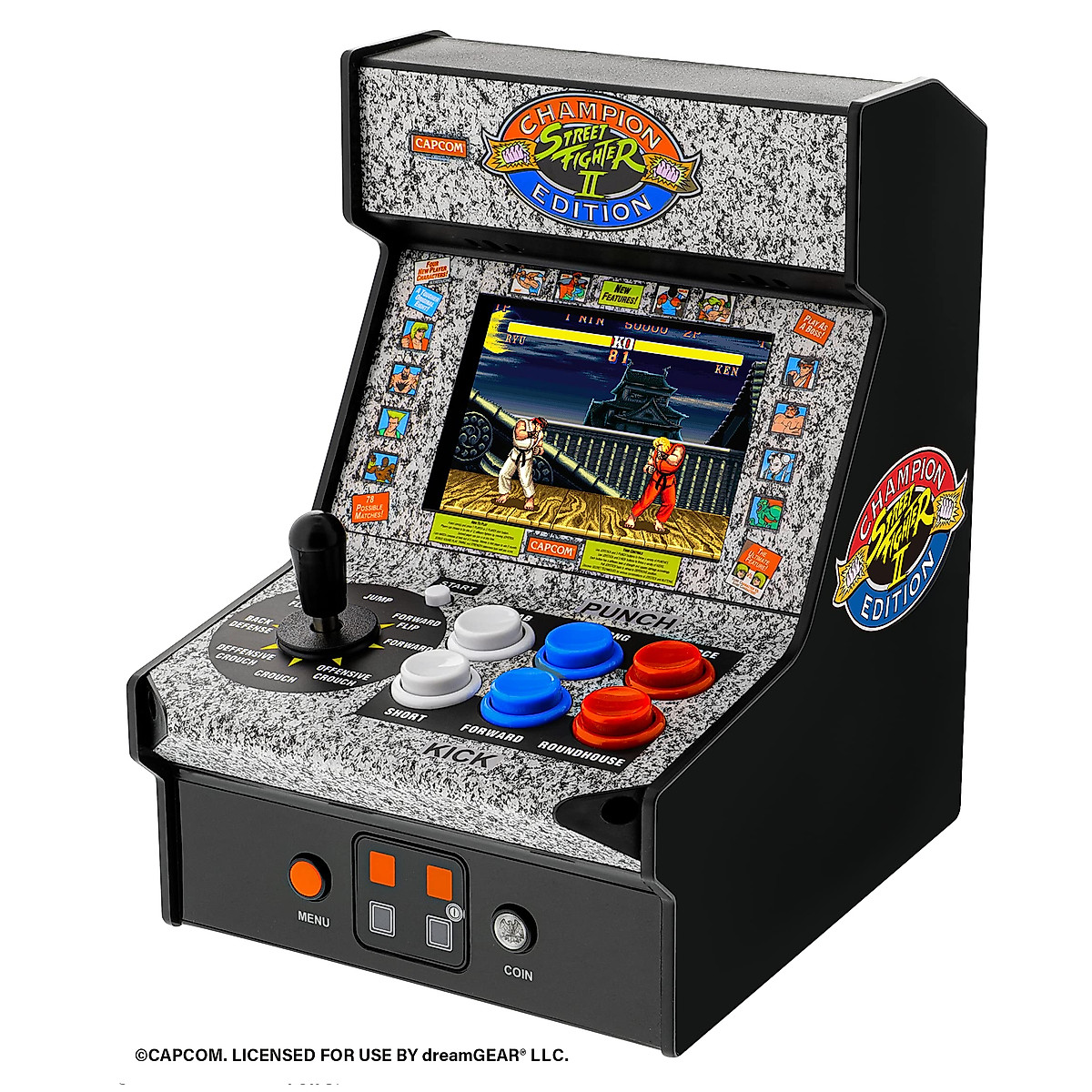 My Arcade Street Fighter 2 Champion Edition Micro Player-Fully Playable, Includes CO/VS Link for Multiplayer Action, 7.5 Inch Collectible, Full Color Display, Battery or Micro USB Powered