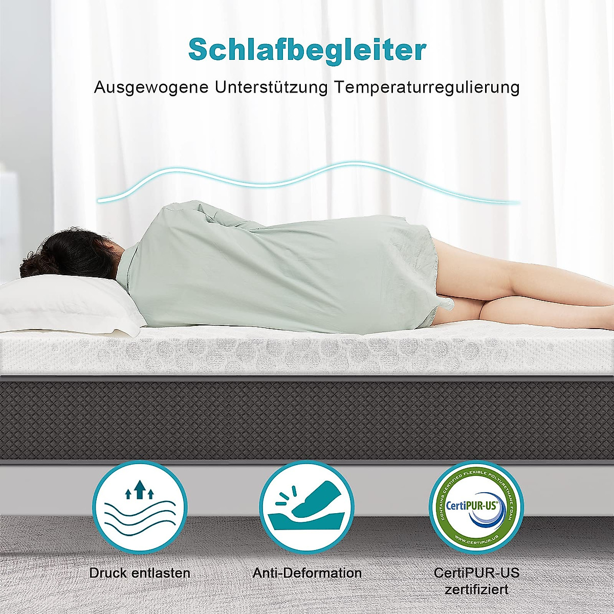 iHomy 3 Inch Memory Foam Mattress Topper Cooling Gel Infused Twin Mattress Toppers with Removable Breathable Cover (Twin, 3 Inch)