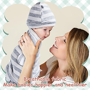 Ramede 6 Pack Baby Swaddle Blanket with Hats Set for 0-3 Months Preemie Newborn Sacks Soft Cotton Wearable for Baby Boy and Girl (Star,0-3 Months)