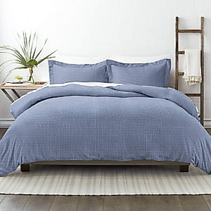 Linen Market iEnjoy Home Hotel Collection Premium Ultra Soft Blue Diamond Pattern 3 Piece Duvet Cover Set, Navy, Queen/Full