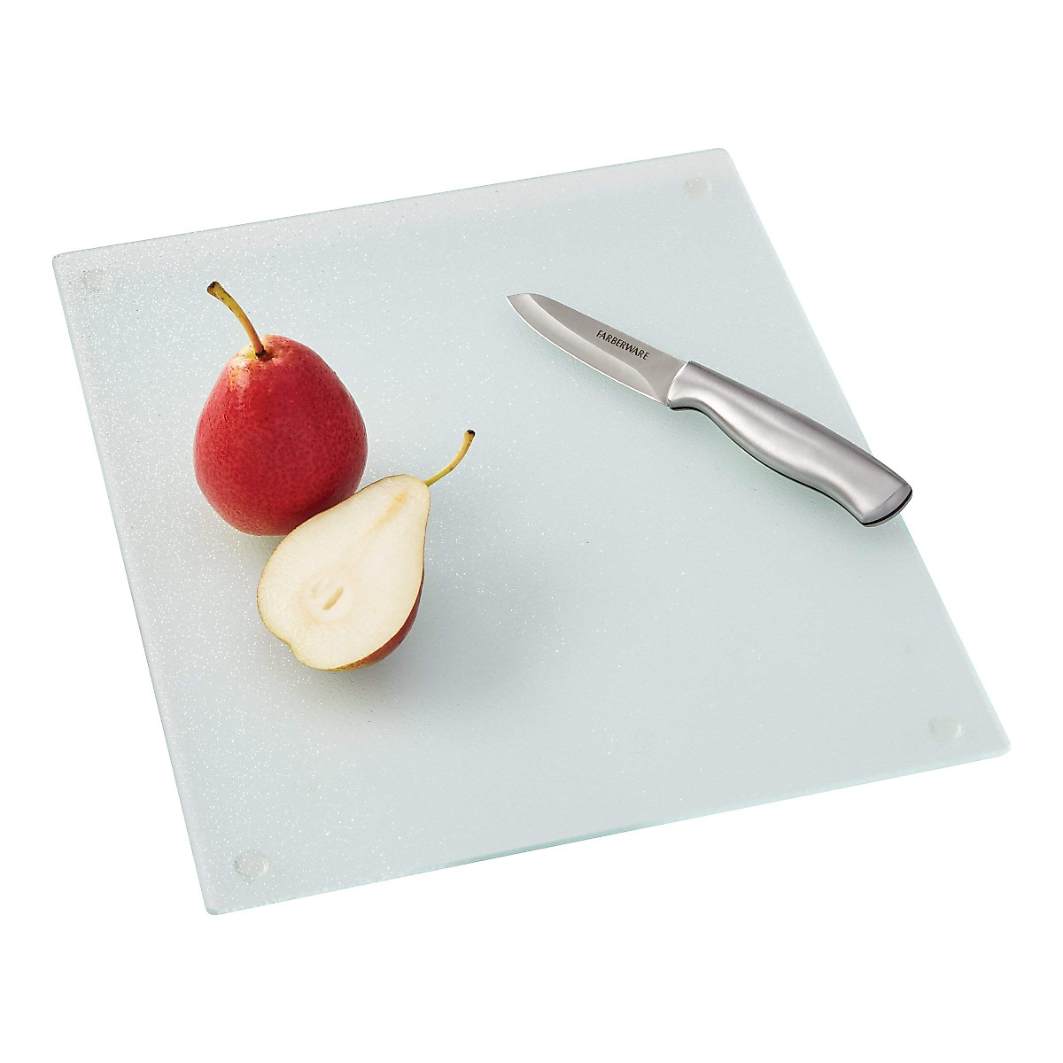 Farberware Large Glass Utility Cutting Board, Dishwasher-Safe Tempered Glass Kitchen Board with Non-Slip Feet, Scratch Resistant, Heat Resistant, Shatter Resistant, 12-Inch-by-14-Inch, Clear