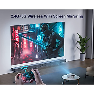 4K Projector with WiFi and Bluetooth 5.2, WiMiUS Newest P60 480 ANSI Lumens Portable Projector Dust Proof Supports 4P/4D Keystone, 50% Zoom, PPT, 200000H LED for Smartphone, Laptop, PS5, TV Stick
