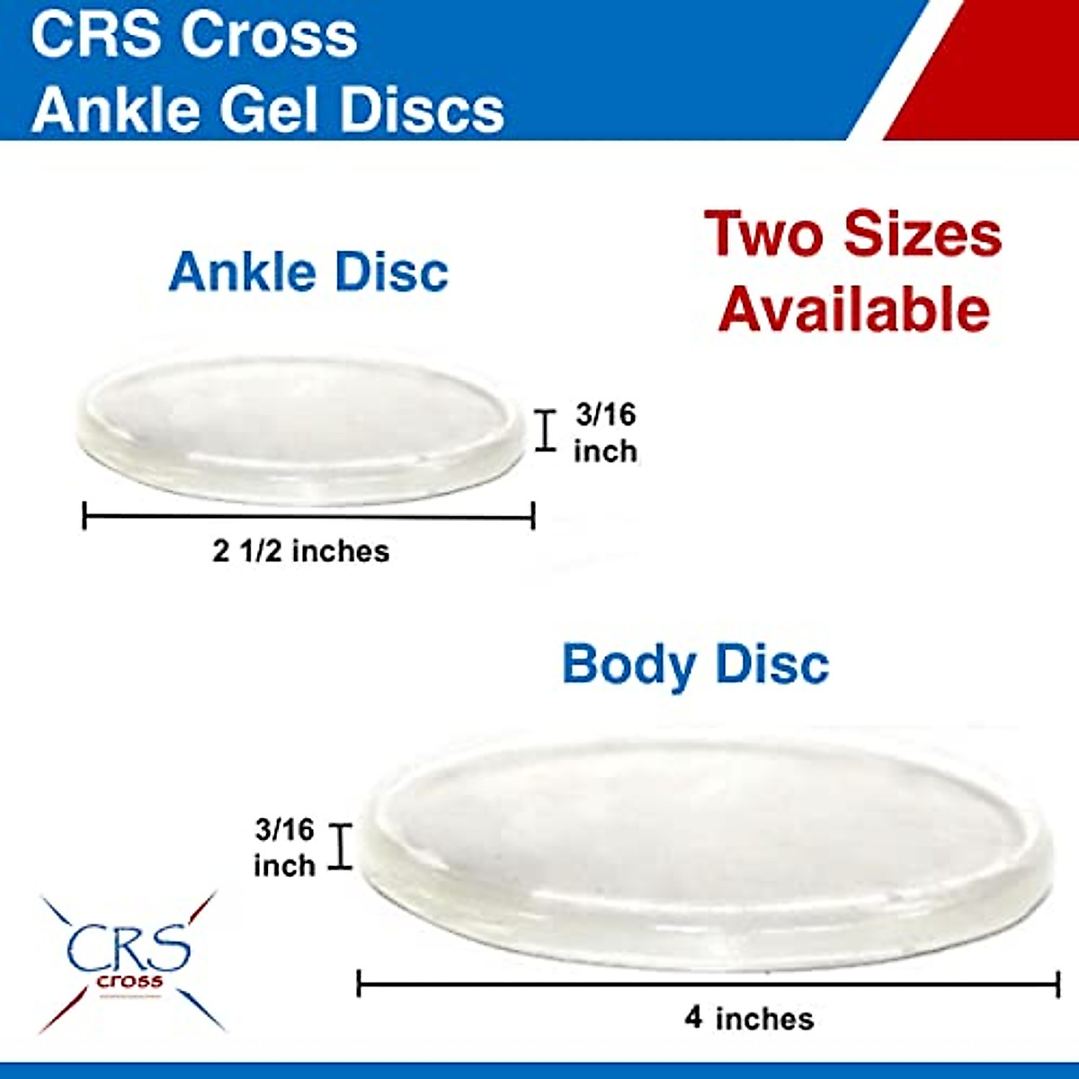 CRS Cross Ankle Gel Discs - 2 1/2 inch Ankle Gel Pads. Cushion and Protection for Ice Skating, Hockey, Roller skating, Inline, Hiking, Riding, and Ski Boots.