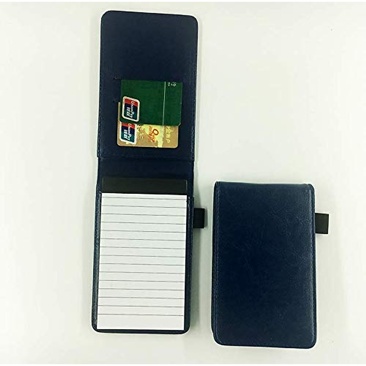 Leoyoubei Mini Pocket Notepad Holder Included with 50 Lined Sheets,Refillable,with Notebook Refills,Memo Book Refills 5 Pack 3x5 Inch Sized Writing Pad with 30 Lined Paper Per Note Pad (Blue)