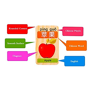 Guaishou New Chinese English Language Learning Wooden Blocks Domino Children's Educational Product Wooden Toys Recognize/Identify Fruits and Animals 100pcs