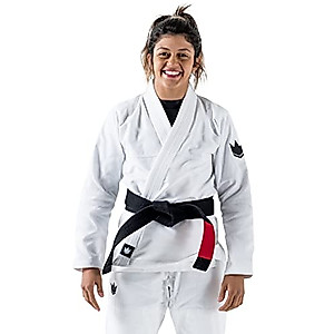 KINGZ Kore Gi Brazilian Jiu Jitsu - Women's Lightweight Durable BJJ Kimono - IBJJF Legal - 375gsm Pearl Weave Pro Training - (White) F4