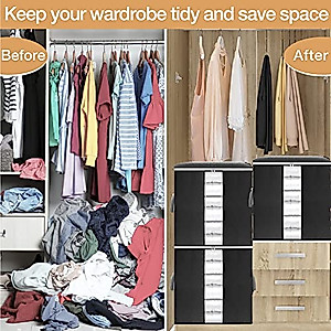 Large Storage Bags, 4 Pack 90L Storage Organizer Container， Foldable Closet Organizers with Handles and Sturdy Zippers for Blankets, Comforters, Clothing, Bedding