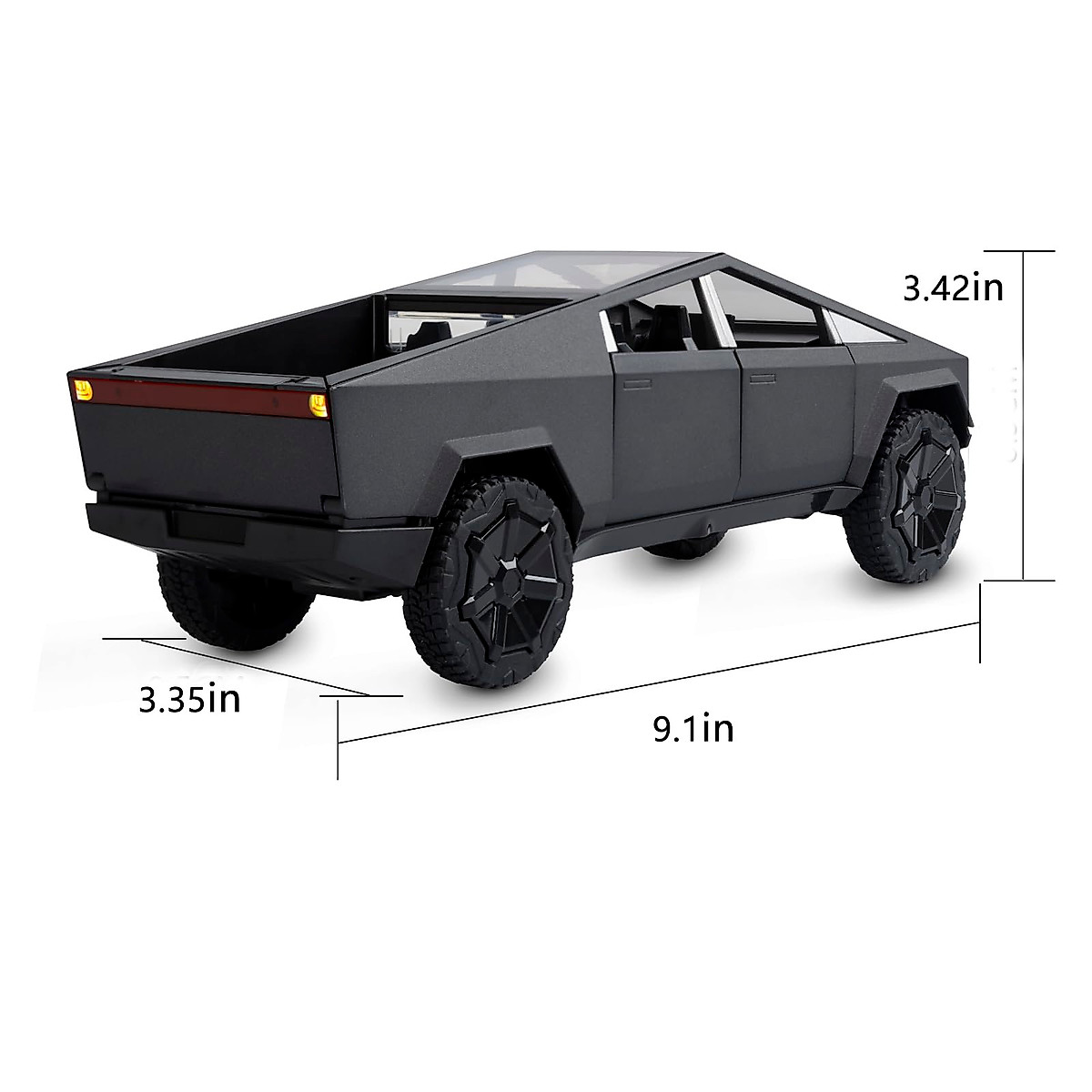 Toy Trucks for Boys Cybertruck Model Gray Pickup Truck 1/24 Diecast Metal Toy Cars with Sound and Light for Kids Age 3 Year and Up