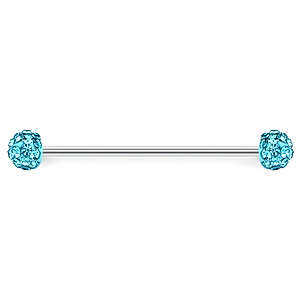 SCERRING 6PCS 16G Gems Industrial Barbell Cartilage Earring Body Piercing Jewelry 1 1/2"(38mm)