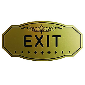 EXIT Victorian Door/Wall Sign (Brushed Gold) - Medium 4" x 8"
