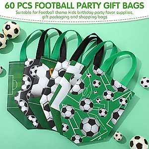 Kigeli 60 Pcs Soccer Gift Bags Soccer Party Bags Soccer Goodie Bags Reusable Soccer Non Woven Gift Bags with Handles Soccer Treat Bags Soccer Snack Candy Bags for Team Party Birthday Supplies