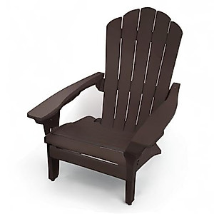 Keter Outdoor Patio Garden Deck Furniture Resin Adirondack Chair with Built-in Cup Holder (Brown)