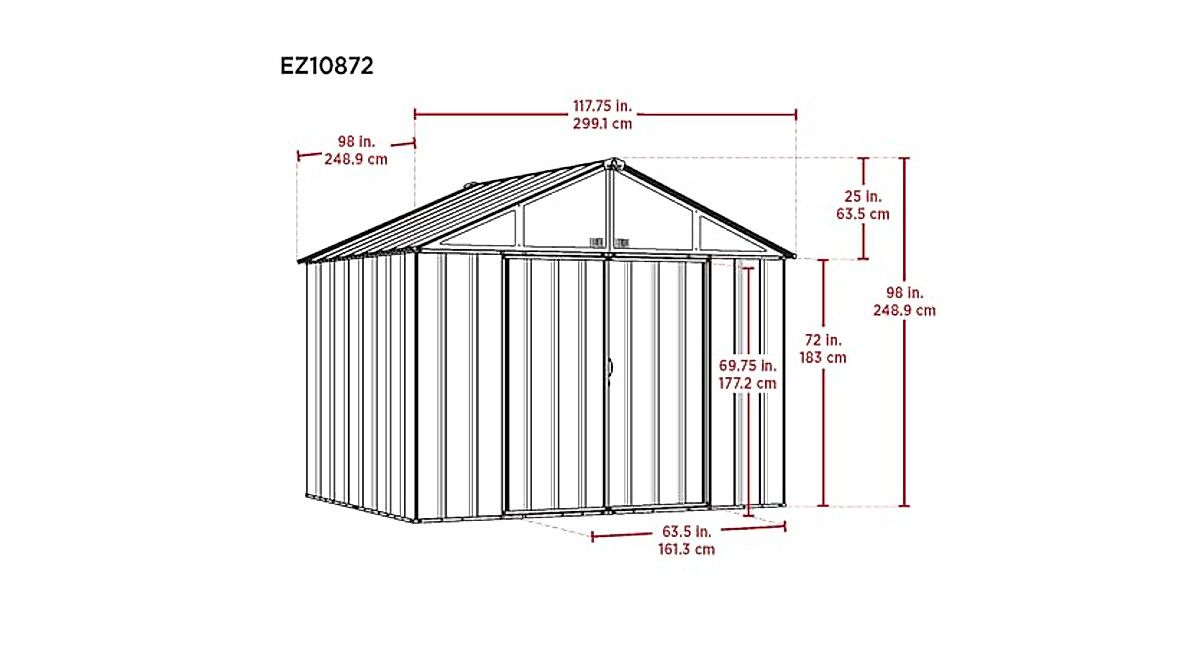 Arrow EZEE Steel Shed 10x8 with Quick Assembly & Strong Design