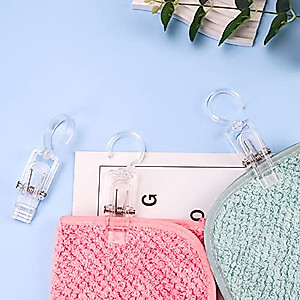 Hipruict Hanging Clips Hook Plastic,6 Pack Hand Towel Clips for Kitchen,360° Rotating Fast Drying,Transparent Drying Clips Laundry Hooks,for Bathroom Hanging Towels Travel Drying Boots (Transparent)