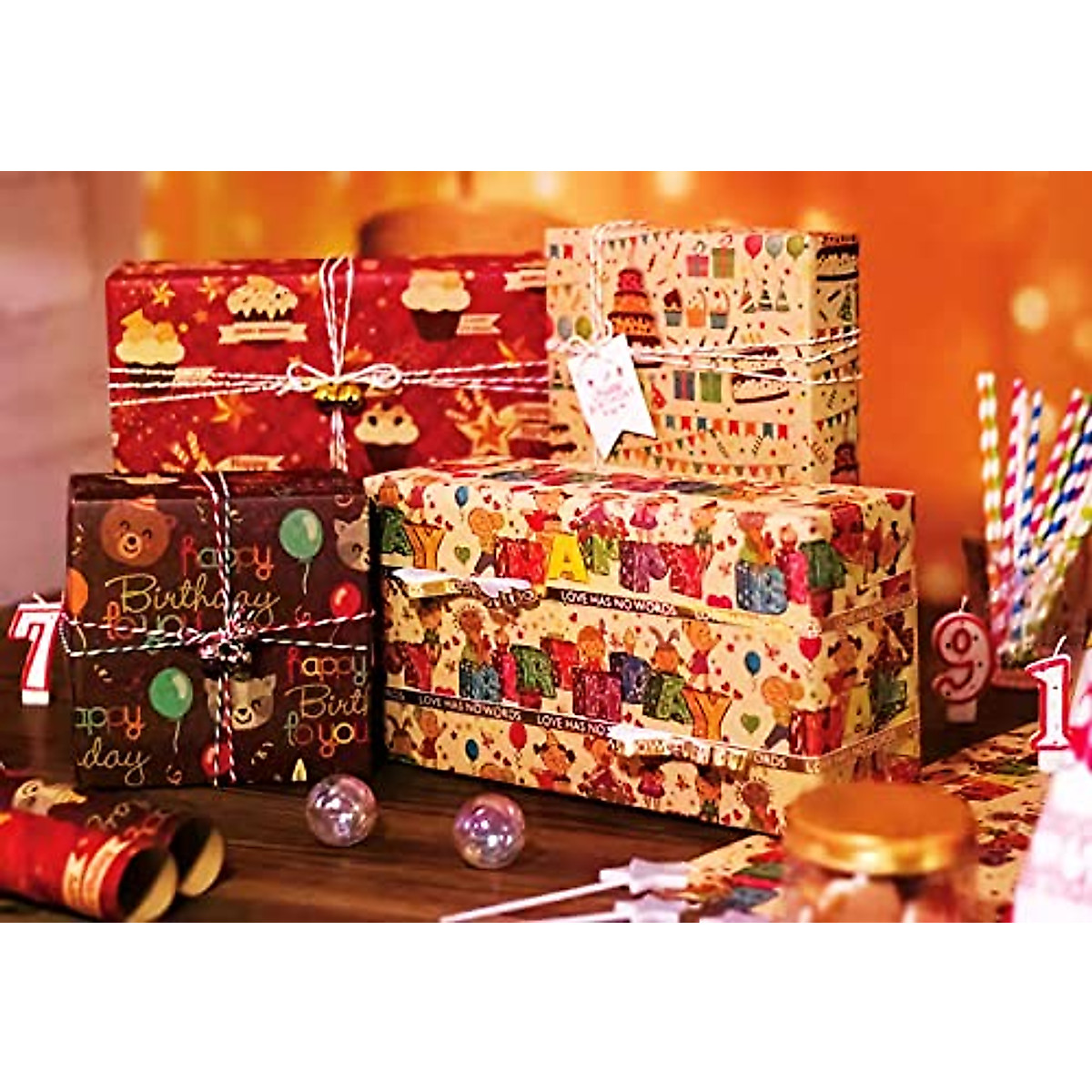 Birthday Wrapping Paper.9 Different Types of Gift Wrapping Paper（Each 27.5 x19.7 inches/70×50cm）.Birthday Wrapping Paper For Boys Men Women Girls Kids.…