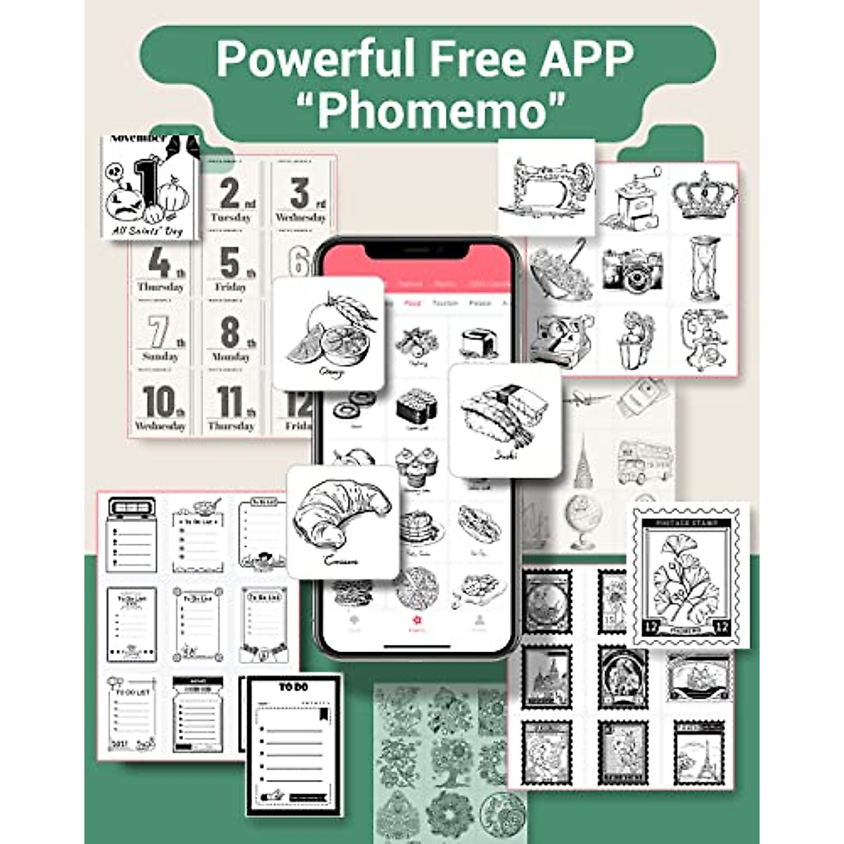 Phomemo M02S Pocket Printer- 300 dpi HD Bluetooth Thermal Photo Printer Compatible with iOS and Android, Black and White Image for Photo Printing, Plan Journal, Organization, Art Creation, Gift, Cyan