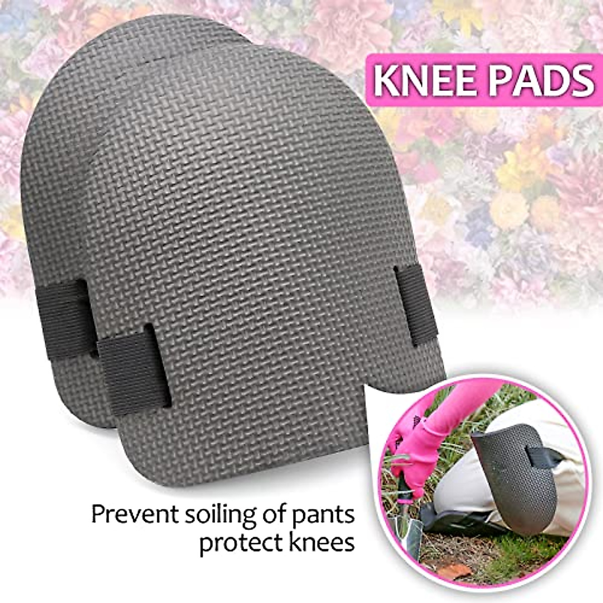 Garden Tool Set，10 Piece Pink Gardening Gifts for Women,with 2 in 1 Detachable Storage Bag, Trowel, Transplanter, Rake, Weeder, Cultivator, Purning Shears and 3 Additional Protection Tools(LANNIU)