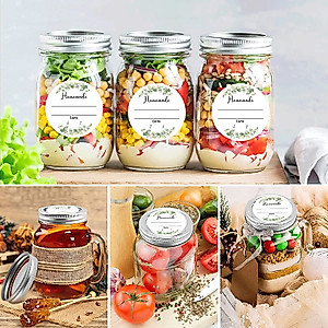 500Pcs Watercolor Green Plants Canning Stickers Round Food Labels 2 Inch - Write on Date Contents Canning Jar Lids Labels with Lines for Mason Jars Homemade Jam and Jelly