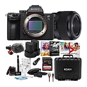 Sony a7 III Full-Frame Mirrorless Camera with 28-70mm Lens Bundle with Lens, Microphone, Memory Card, Case, Cable, Accessory Kit, Battery (2-Pack) and Dual Charger, and Art Suite v.3.0 (9 Items)