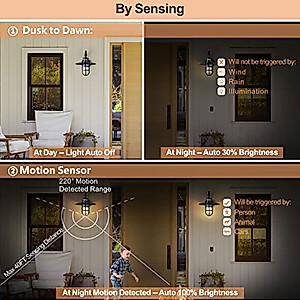 YLHogar Motion Sensor Dusk to Dawn Outdoor Wall Light Fixture Retro Black Wall Sconce,Waterproof Porch Light Wall Mount with Seeded Glass for Entryway Doorway Garden,Exterior E26 Patio Wall Lanterns