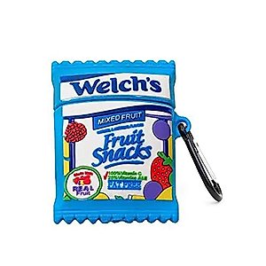 Peekdook for Air pod 2/1 Case Soft Silicone Welchs Candy Cute Cartoon Funny Cover Fashion Protective Skin Accessory Keychain Girl Teen Compatible Box with Air pod 2 & 1 (Welchs Candy)