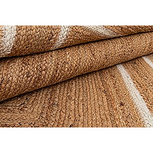 Scalloped Jute Rug 5x7- Natural Boho Bath Mat 2x3- Jute Runner Rug for Kitchen 2.6x6 ft- Seagrass Jute Rug 8x10 for Living Room Area- 3x5 Farmhouse Rugs Indoor/Outdoor (2'x3' Ft, White)