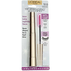 L'Oréal Paris Telescopic Original Mascara, 910 Blackest Black (Pack of 2)