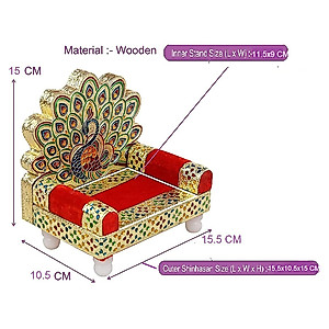 KavinTek Krishna Wooden Meenakari Singhasan Bed for god God Laddu Gopal for Pooja Mandir Laddu Gopal Bed Bal Gopal Bed Thakorji Bed Krishna Sinhasan Size-15.5 x 10.5 x 15 cm