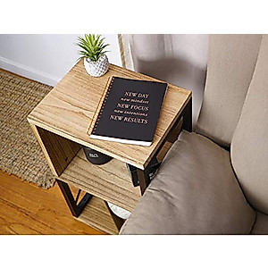 Premium Home Rustic Side Table: Farmhouse End Table, Bedside Table, Wood Nightstand, Tall End Table, High Side Tables for Small Spaces, Living Room Metal Nightstand Modern Bedroom Industrial Furniture