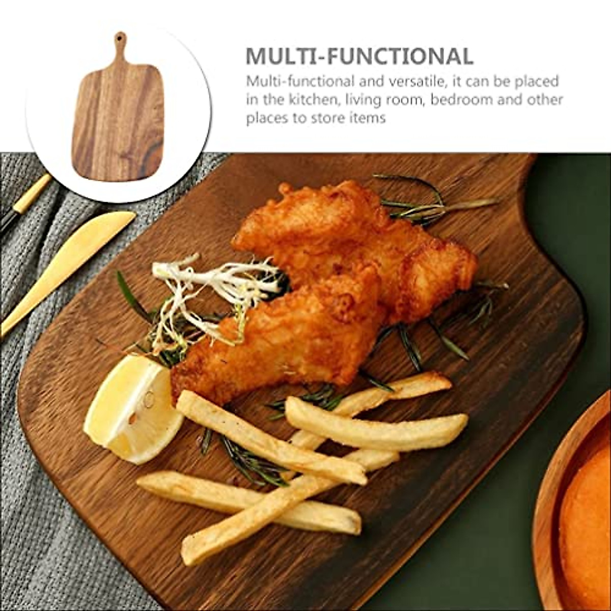 Wood Cutting Board with Handle Wooden Chopping Board Pizza Paddle Meat Bread Serving Board Charcuterie Board Chopping Blocks Dessert Tray for Fruit Vegetables Cheese