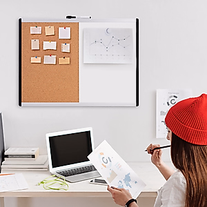 Amazon Basics Magnetic Dry-Erase Board, Combo Board, Plastic/Aluminum Frame, 17" x 23"