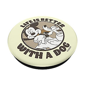 Disney Mickey & Pluto Sepia Tone Life Is Better With A Dog PopSockets PopGrip: Swappable Grip for Phones & Tablets
