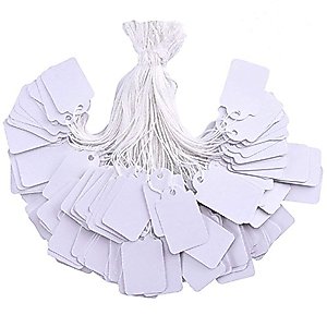 Brothersbox Price Tags with String Attached, 500pcs White Smooth Surface Marking Merchandise Strung Tag Writable Label Small Hang Tag for Pricing Gift Jewelry Clothing 1.375 x 0.875 inch