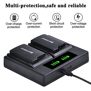 Batmax 2Pcs 3600mAh PSP 1000 Battery + LED Dual USB Charger Replacement with Type C Port for Sony PSP-1000 PSP-110 (1001, 1002, 1003, 1004, 1005, 1006, 1007, 1008, 1010), PSP Fat Console