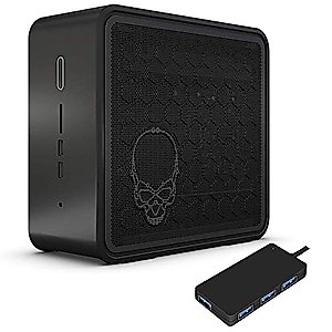 Intel NUC 9 NUC9i9QNX Home and Entertainment Desktop Black (Intel i9-9980HK, 8GB RAM, 128GB PCIe SSD, Intel UHD 630, WiFi, Bluetooth, 1xHDMI, SD Card, Win 10 Pro) with USB Hub