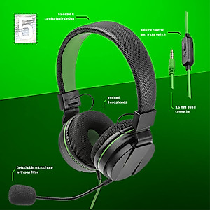 Snakebyte Head Set X - On Ear Stereo Headset for Gaming Consoles with detachable Mic, Inline Control, Wired 3.5Mm Headphone for Use with PC, Laptop, Xbox One, Switch, PS4 - Xbox One