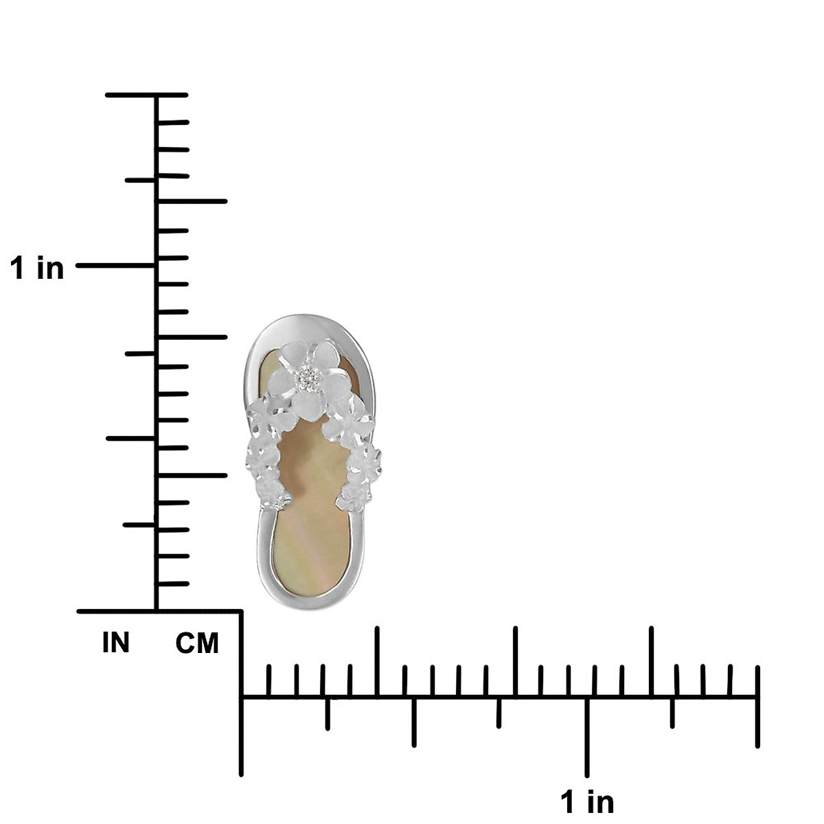 Sterling Silver Mother Of Pearl Slipper Flip Flop Pendant Necklace, 16+2" Extender