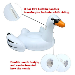 Toxz Swan Inflatable Ride-On Swimming Ring,Suitable for Children and Adults,Built-in Handles,59" X 59" X 39.3"(Ship from US!)