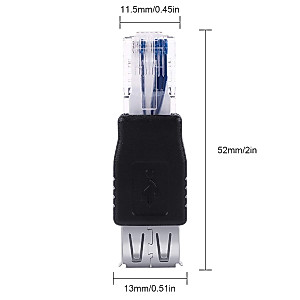 UCEC 1x Type A USB2.0 Female to Ethernet RJ45 Male Plug Adapter Connector
