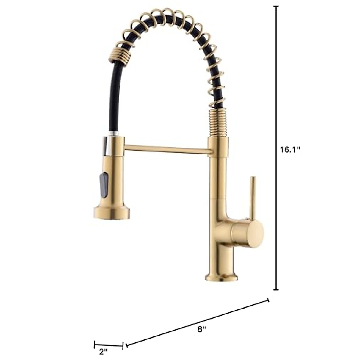 GIMILI Brushed Gold Kitchen Faucet with Pull Down Sprayer Brass Single Handle Spring Kitchen Faucets, RV Farmhouse Utility Bar Laundry Faucet for Kitchen Sink