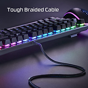 HyperX Alloy MKW100 – Mechanical Gaming Keyboard, Dynamic RGB Lighting, Onboard Memory to Save Lighting Profiles, Dust-Proof Mechanical switches, Brushed Aluminum Frame, Detachable Wrist Rest