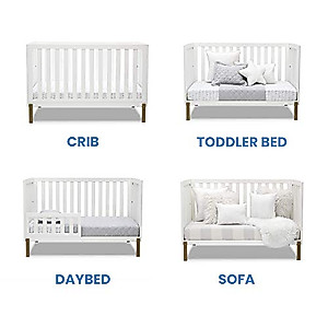 Delta Children Hendrix 4-in-1 Convertible Crib, Greenguard Gold Certified, Bianca White/Bronze