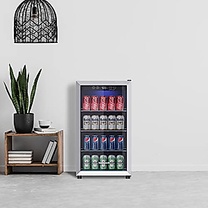 Honeywell Beverage Refrigerator and Cooler, 115 Can Mini Fridge with Glass Door for Soda Beer or Wine for Office or Bar with Adjustable Removable Shelving