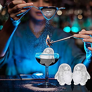 Nax Caki 3D Penguin Gifts Ice Cube Tray Fun Shapes, Odd Novelty Cute Gifts for Penguins Lover, 2.2" Large Silicone Whiskey Ice Mold for Cocktails,Bourbon,Brandy, w/Funnel Blue